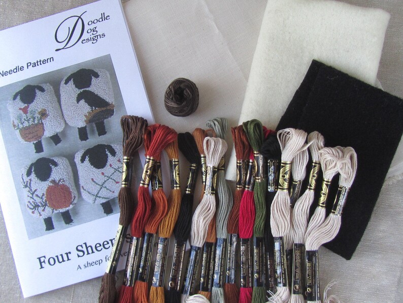 Primitive Sheep Punch Needle Kit Four Seasons Needle Punch - Etsy