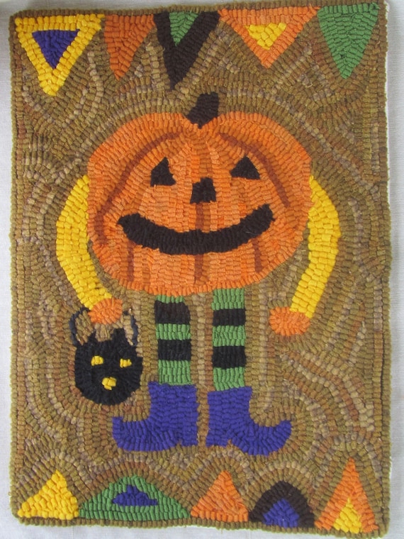 Hooked Rug Pattern for Halloween Pumpkin Man Instant | Etsy