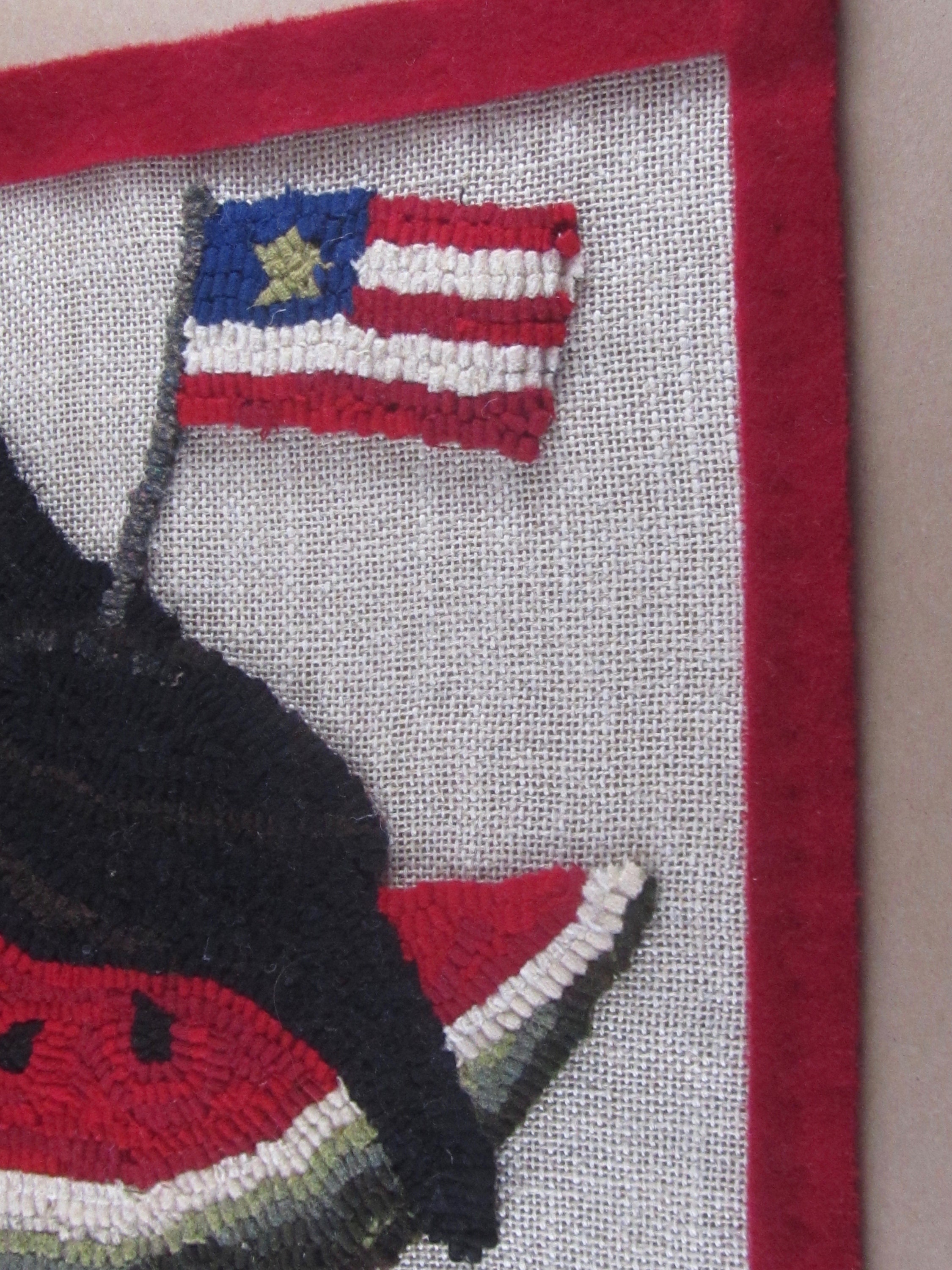 Hooked Rug Pattern for Patriotic Crow on Watermelon with Flag | Etsy