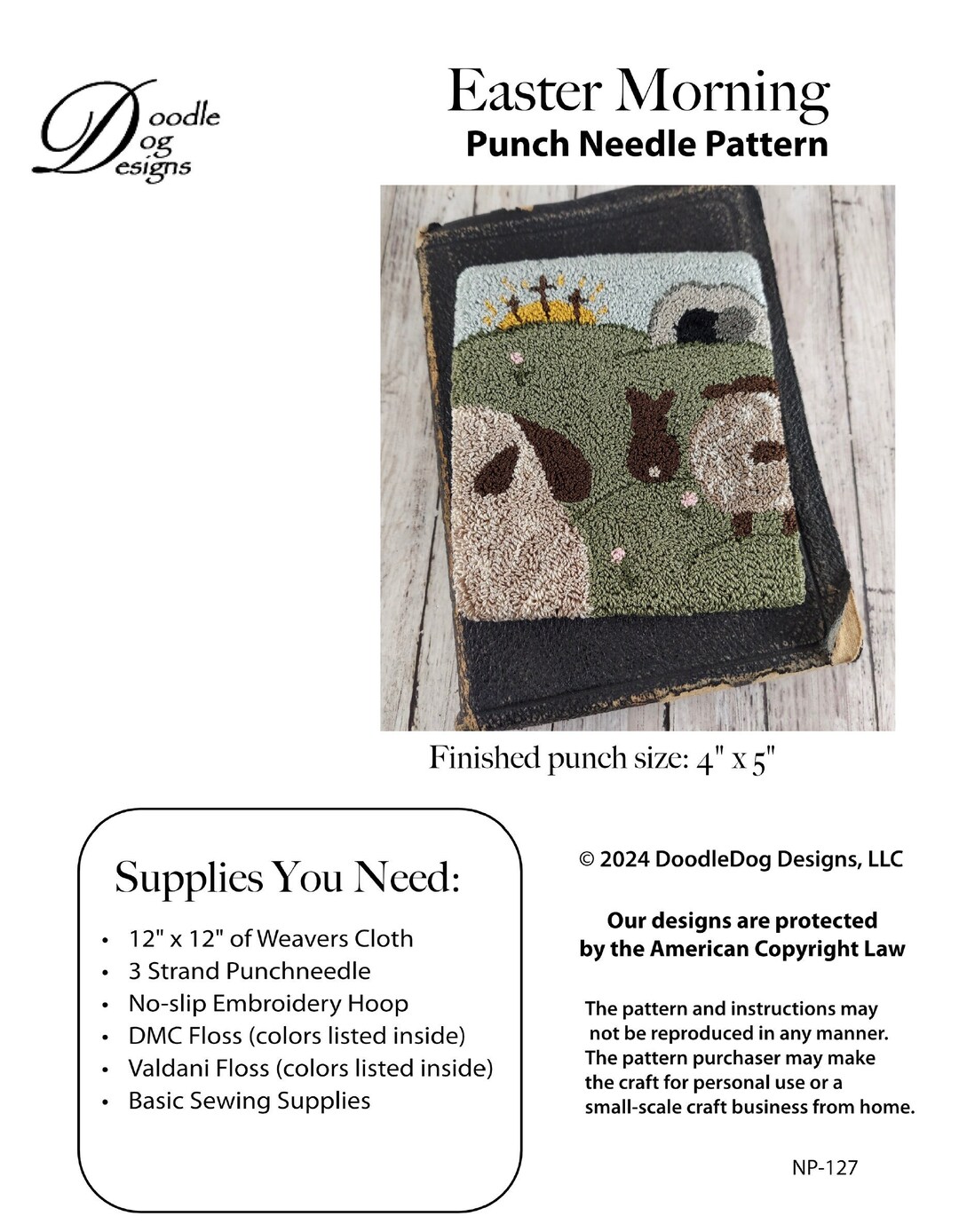 Easter Punch Needle Digital Pattern Spring Sheep, Bunny, Empty Tomb ...
