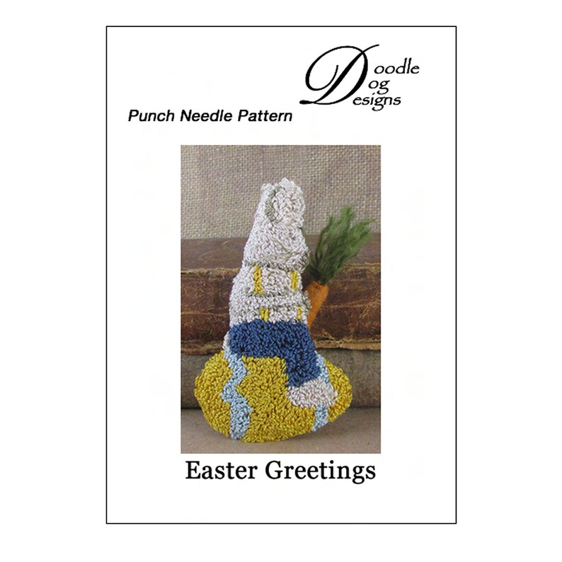 Punch Needle Pattern Bunny on Easter Egg With Carrot | Etsy