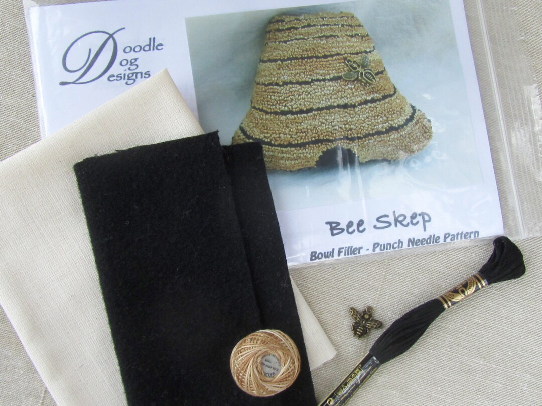 Primitive Punch Needle KIT ~ Bee Skep Bowl Filler / Shelf Sitter - Bee ...