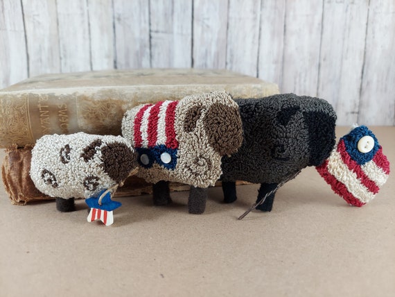Patriotic Sheep Punch Needle Pattern Sheep & Flags Bowl - Etsy