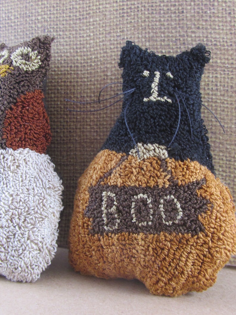 Punch Needle Pattern Fall Pumpkins With Black Cat & Owl - Etsy
