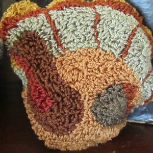 Primitive Punch Needle KIT ~ Prim Thanksgiving Turkey Punchneedle Bowl ...