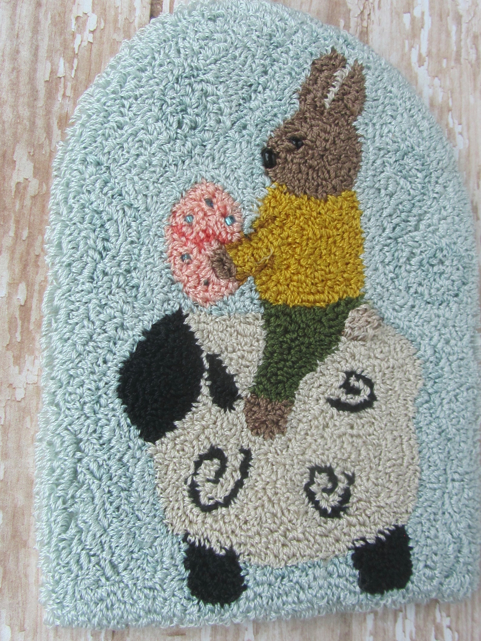 Punch Needle Pattern Spring Sheep and Bunny With Egg | Etsy