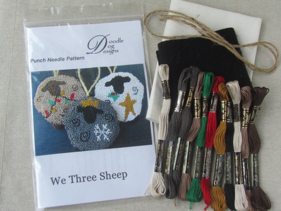 Christmas Sheep Punch Needle KIT Punchneedle Ornaments | Etsy