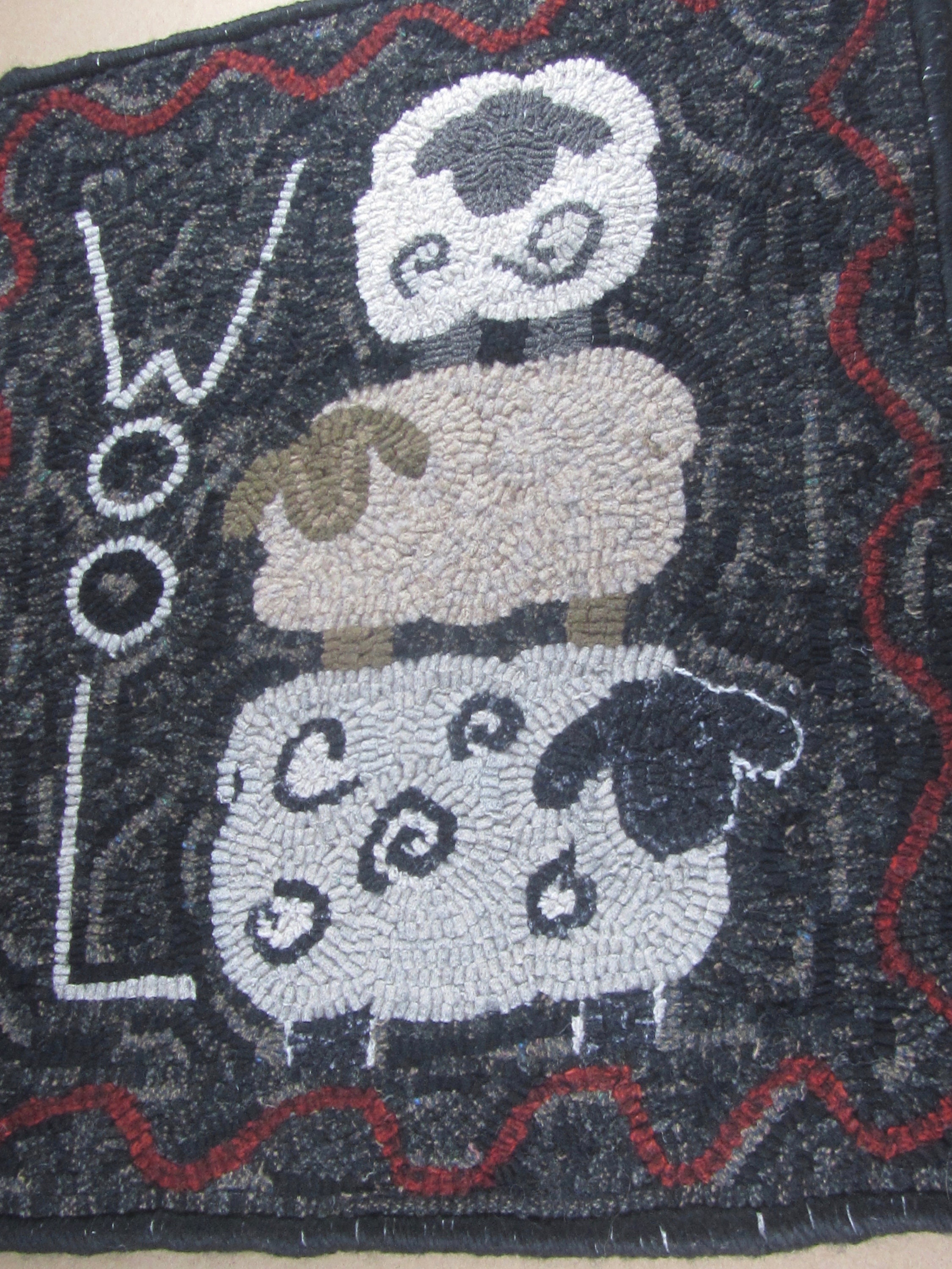 Hooked Rug Pattern for Stacked Sheep WOOL Full Size | Etsy