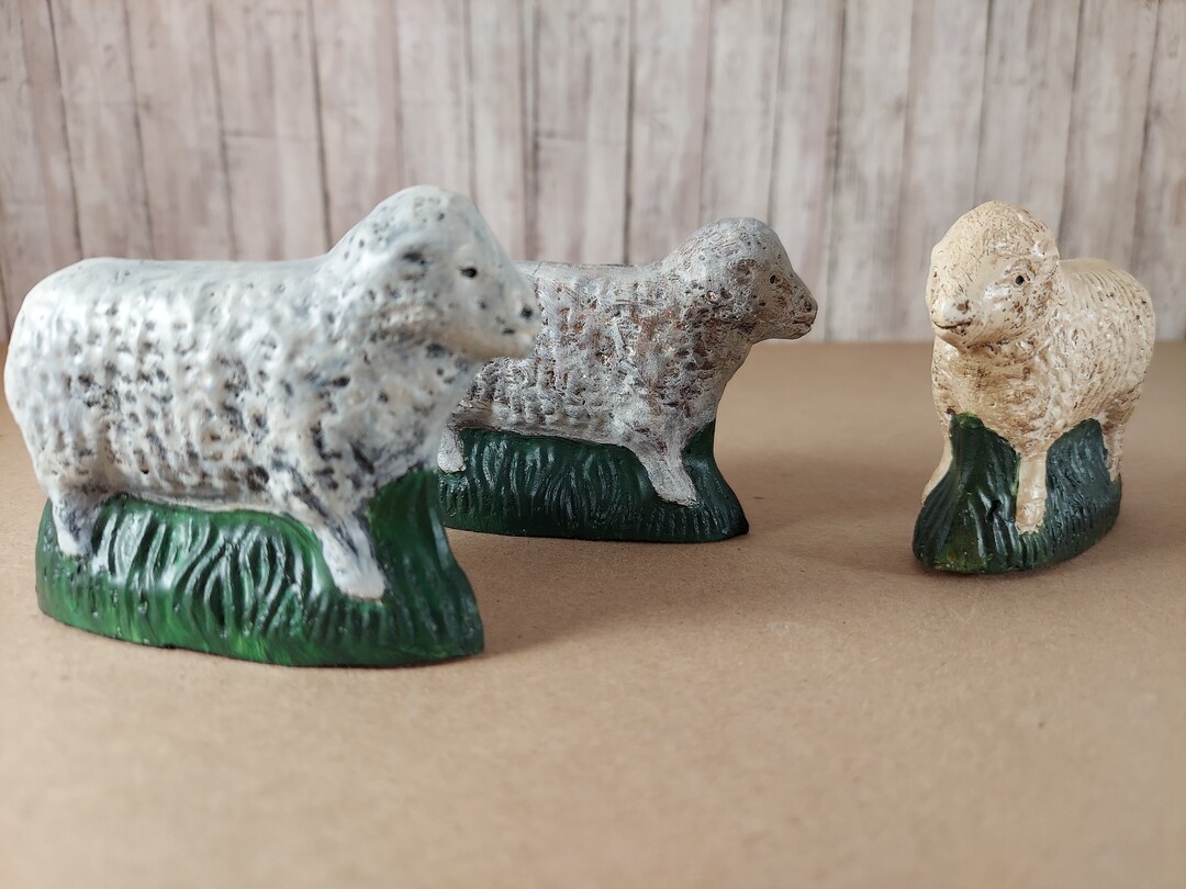 Primitive Chalkware Sheep - Folk Art Handmade From Vintage Chocolate ...