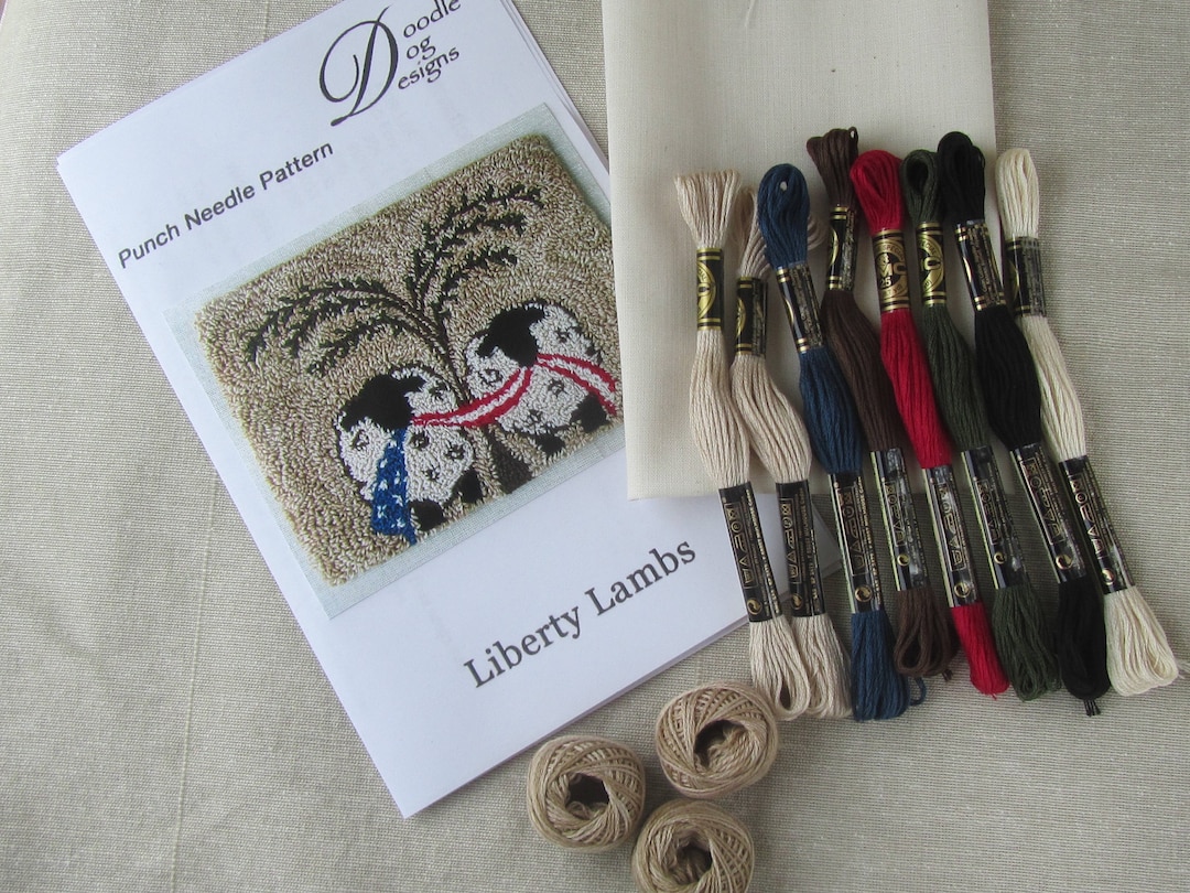 Primitive Punch Needle Kit ~ Patriotic Sheep With Flag Needle Punch ...
