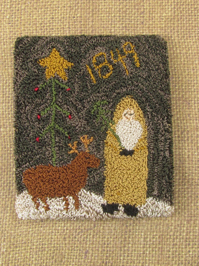 Primitive Punch Needle KIT Christmas Santa and Reindeer - Etsy UK