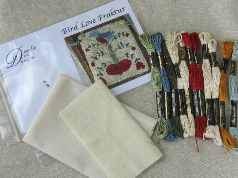Fraktur Punch Needle Kit Primitive Punchneedle Pattern - Etsy
