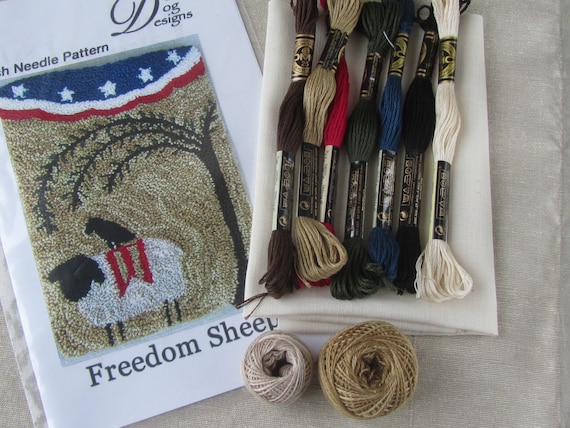 Primitive Sheep Punch Needle KIT Patriotic Needle Punch | Etsy