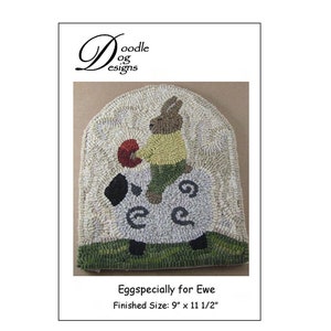Hooked Rug Pattern for Easter Bunny Riding a Sheep and Holding an ...