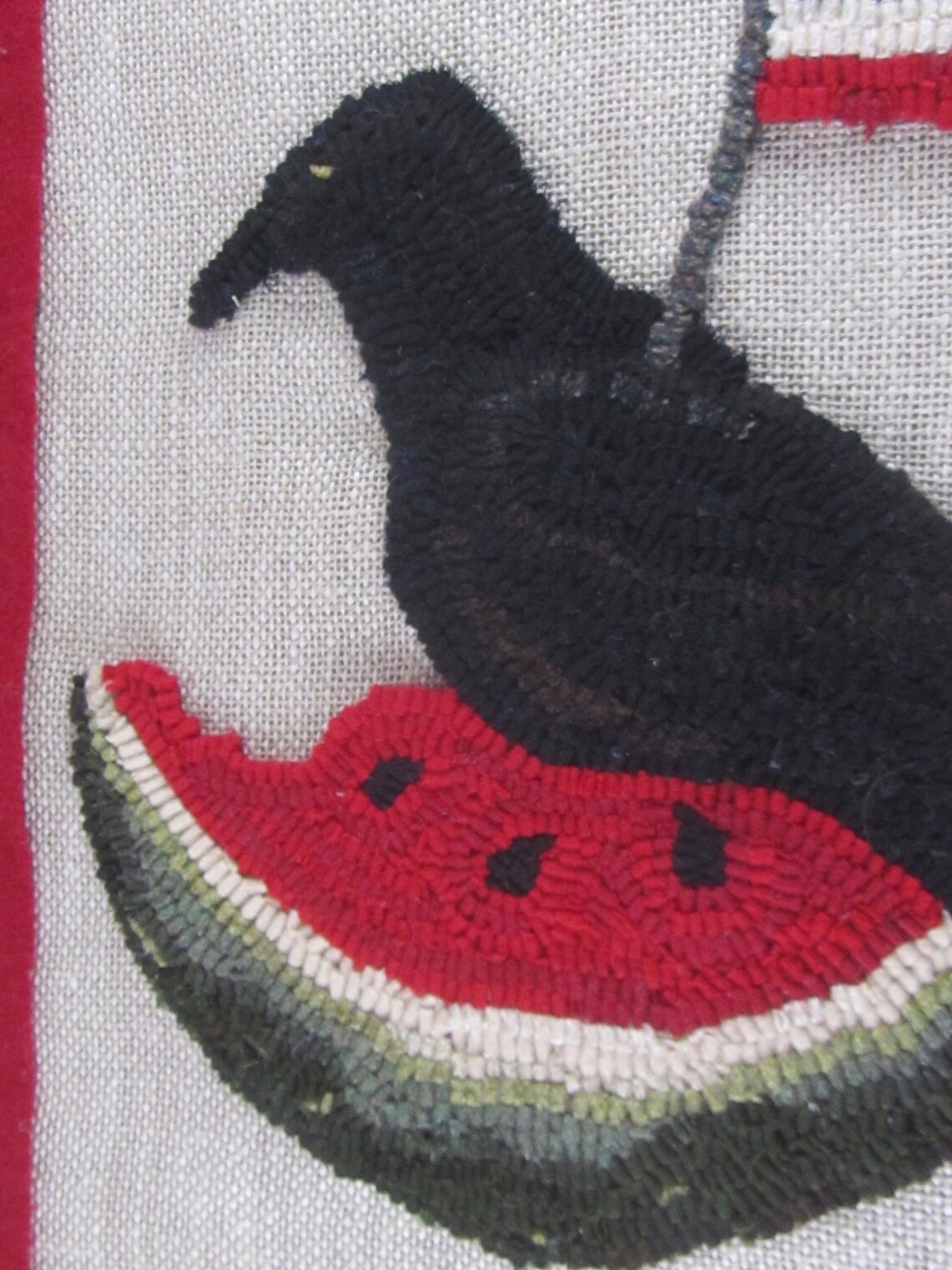 Hooked Rug Pattern for Patriotic Crow on Watermelon With Flag - Etsy