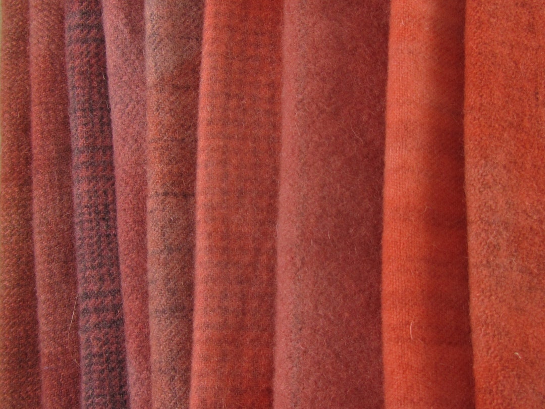 Hand Dyed Felted Wool Fat Quarters Coral - Rug Hooking - Applique Wool ...