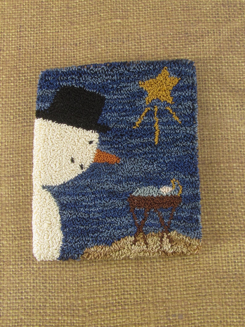 Primitive Christmas Punch Needle KIT Snowman With Manger - Etsy