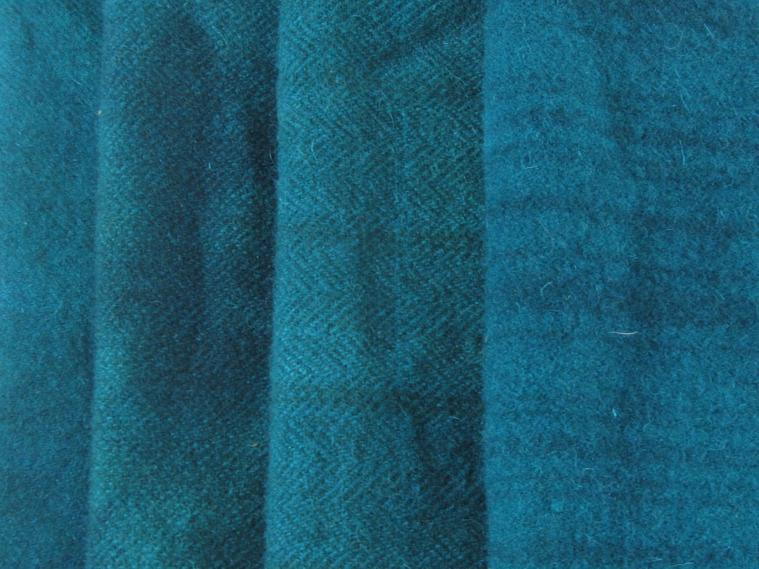 Hand Dyed Felted Wool Fat Quarters Turquoise Blue Rug Hooking Applique ...