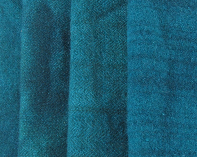 Hand Dyed Felted Wool Fat Quarters Turquoise Blue- Rug Hooking ...