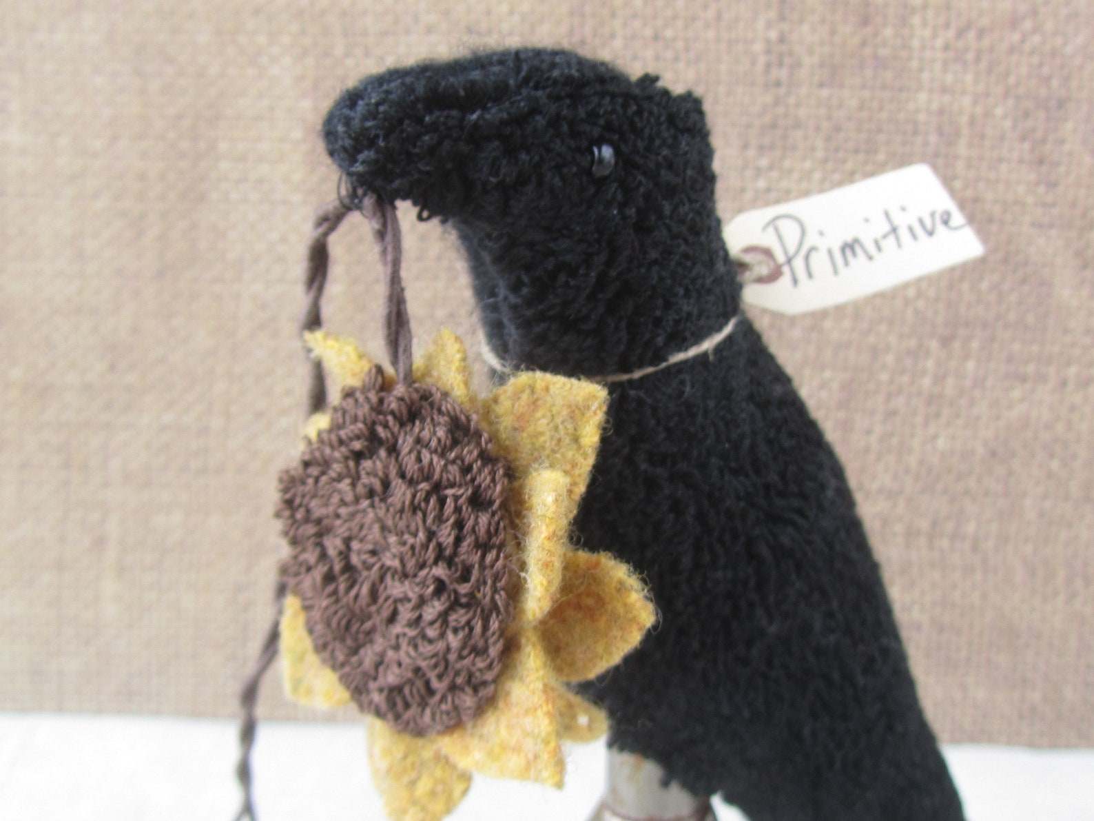 Primitive Punch Needle KIT Crow With Sunflower Make-do | Etsy