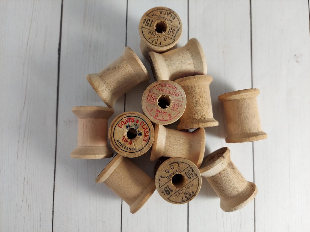 12 Vintage Empty Wooden Spools Wood Spools Natural - Etsy