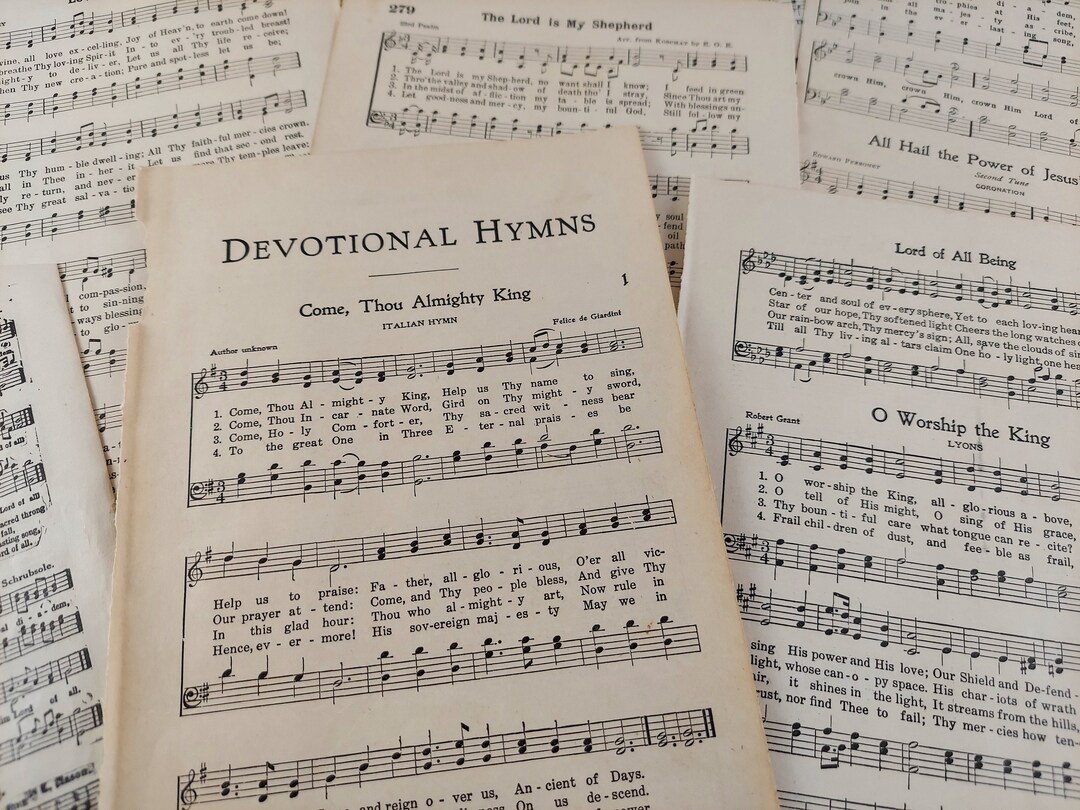 Vintage Hymnal Pages: 1930s-40s Religious Ephemera, Junk Journal Supply ...