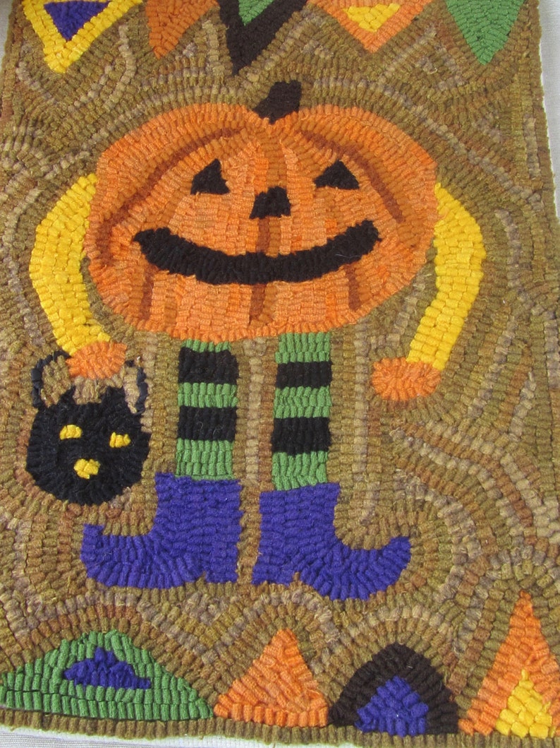Hooked Rug Pattern for Halloween Pumpkin Man Instant | Etsy