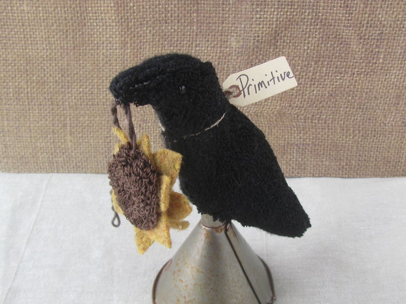 Primitive Punch Needle KIT Crow With Sunflower Make-do | Etsy