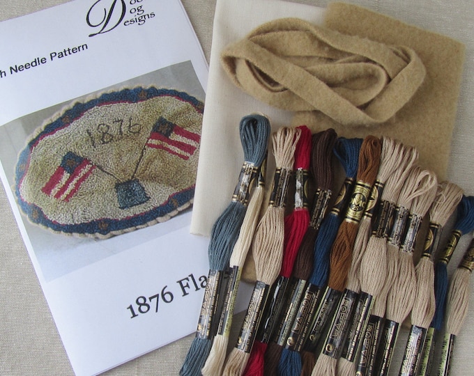 Primitive Punch Needle Kit ~ Americana Flags Table Mat Needle Punch ...