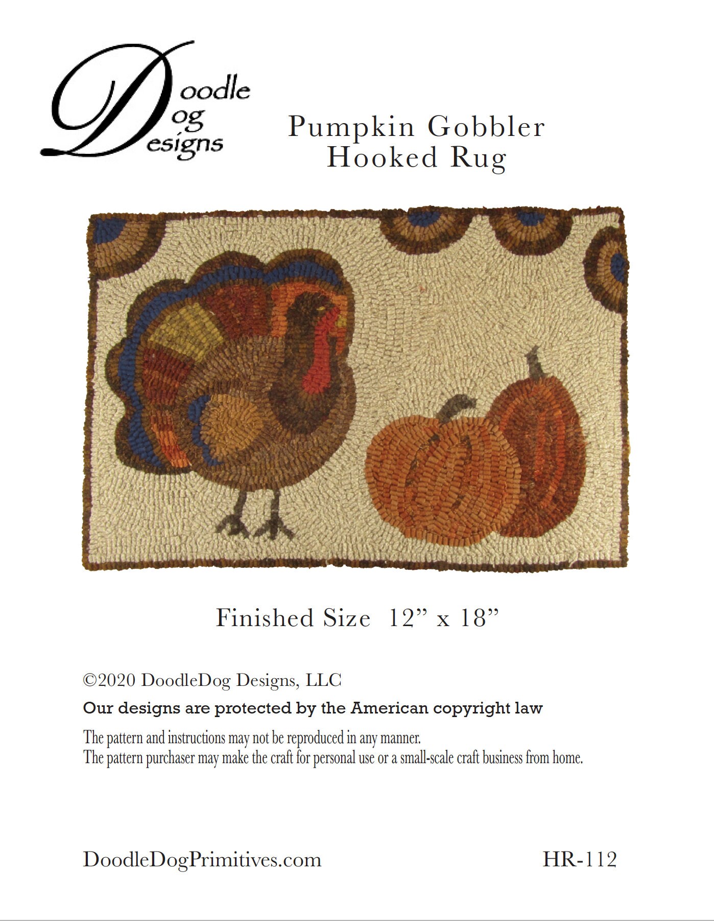 Hooked Rug Pattern for Turkey & Pumpkin Instant Download | Etsy