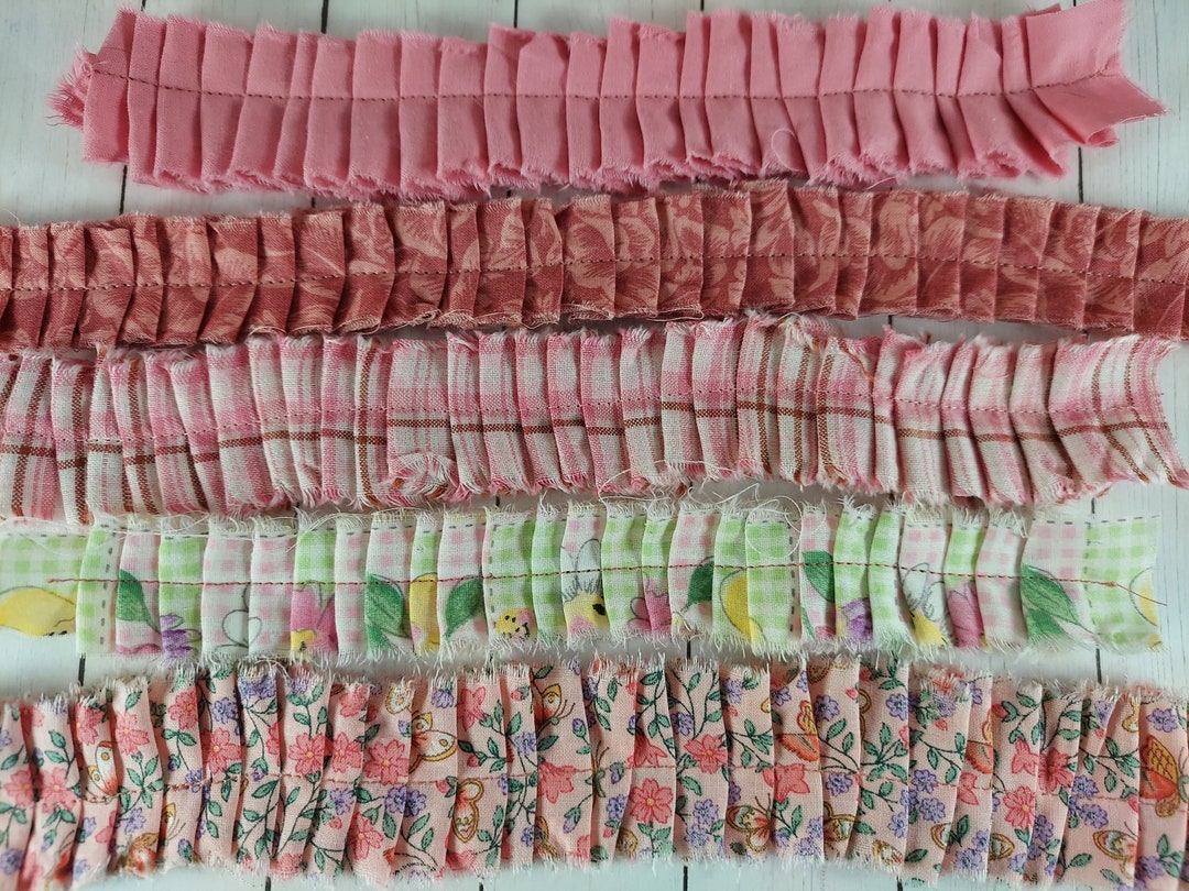 5 Pink Fabric Ruffles - Junk Journal Embellishments - Etsy