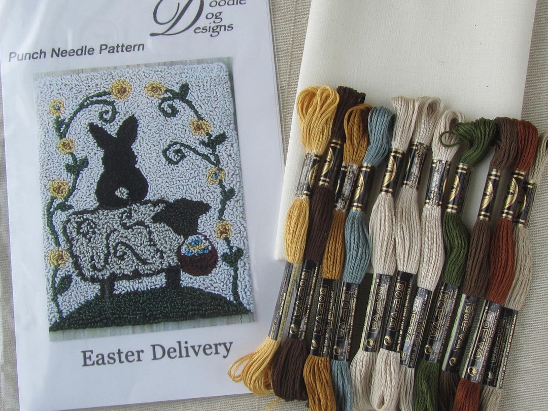 Punch Needle KIT ~ Sheep With Easter Basket ~ Chocolate Bunny ~ Spring ...