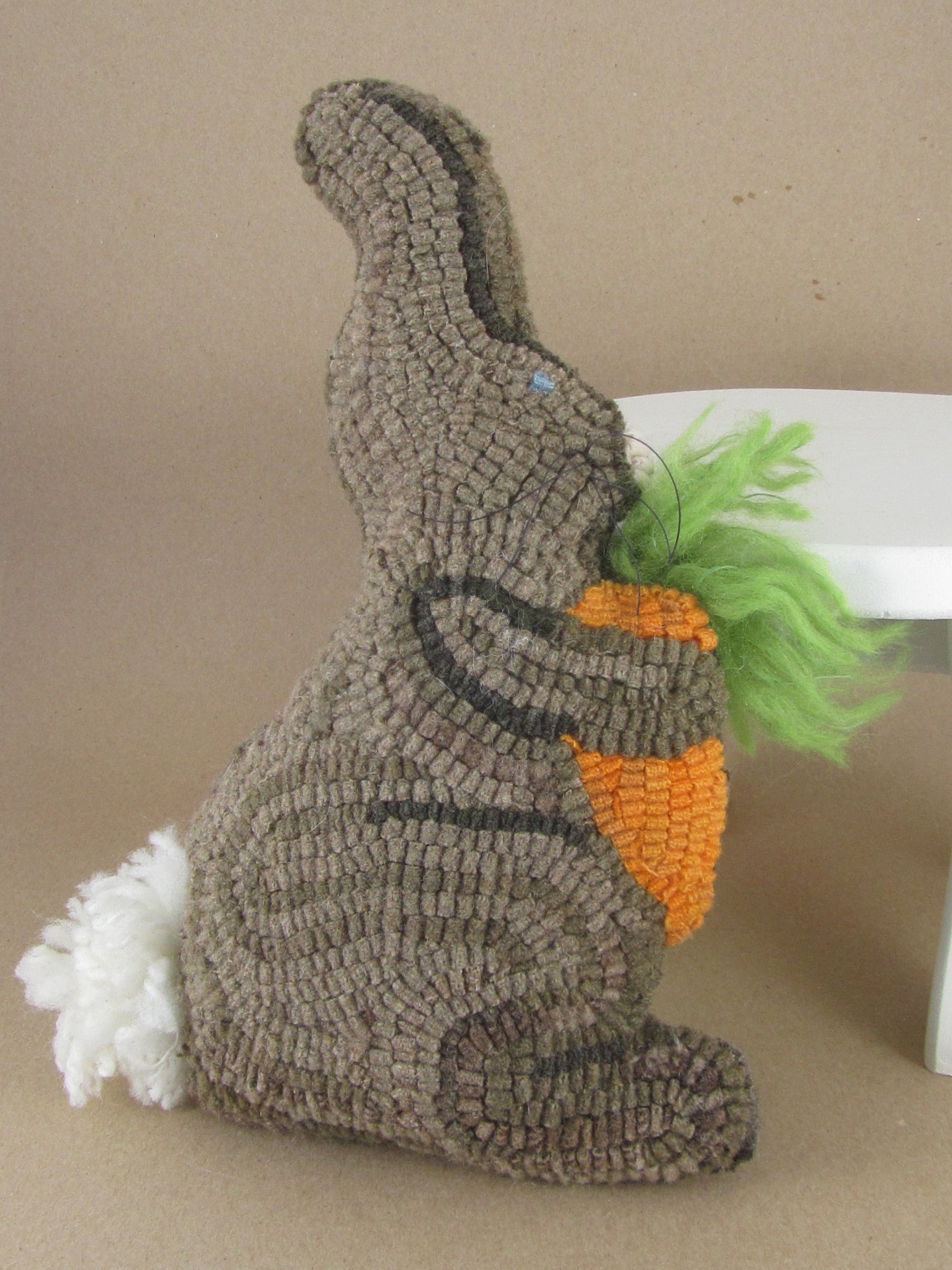 Hooked Rug Pattern for Bunny Rabbit With Carrot Pillow Paper - Etsy