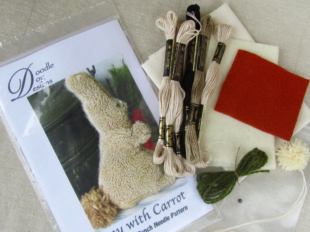 Primitive Punch Needle KIT ~ Spring Bunny ~ Folk Art - Punchneedle ...