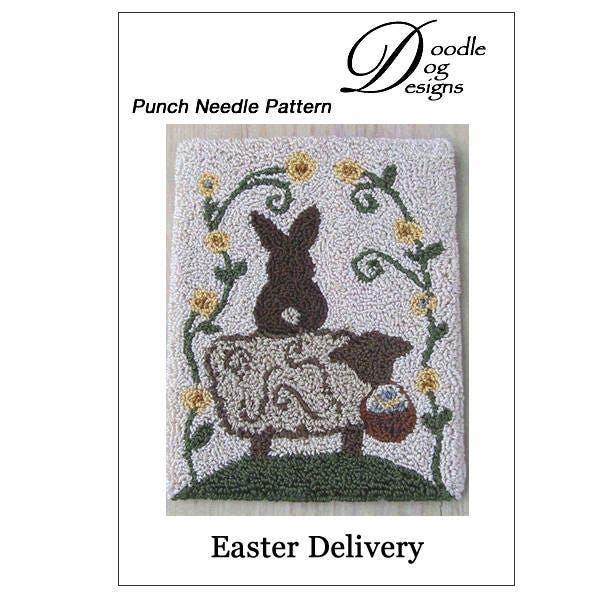 Punch Needle KIT Sheep With Easter Basket Chocolate Bunny | Etsy