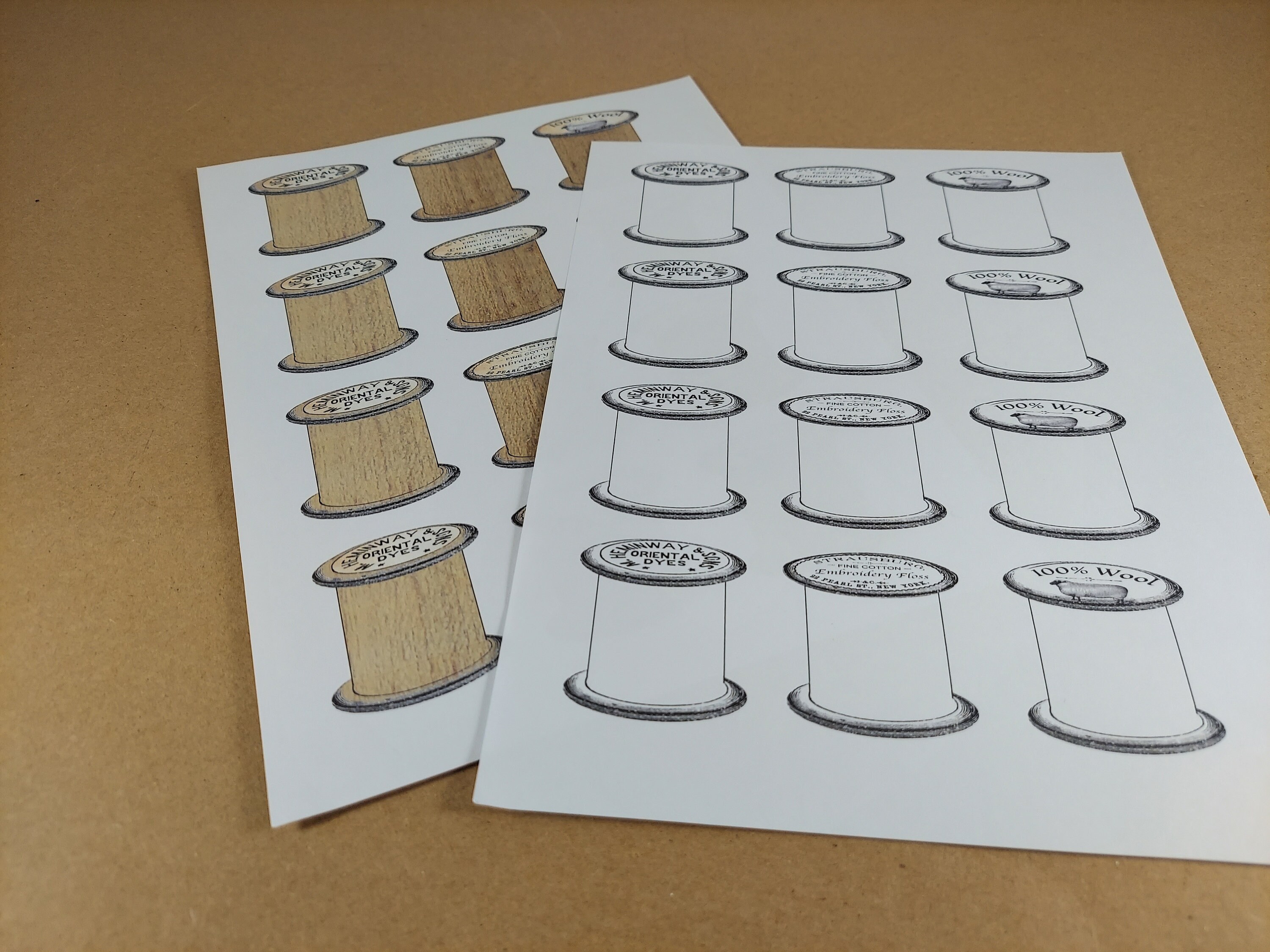 Printable Embroidery Floss Bobbins: Vintage Spool Template (digital ...