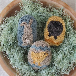 Primitive Easter Eggs Punch Needle Kit ~ Sheep ~ Chick ~ Bunny ~ Needle ...