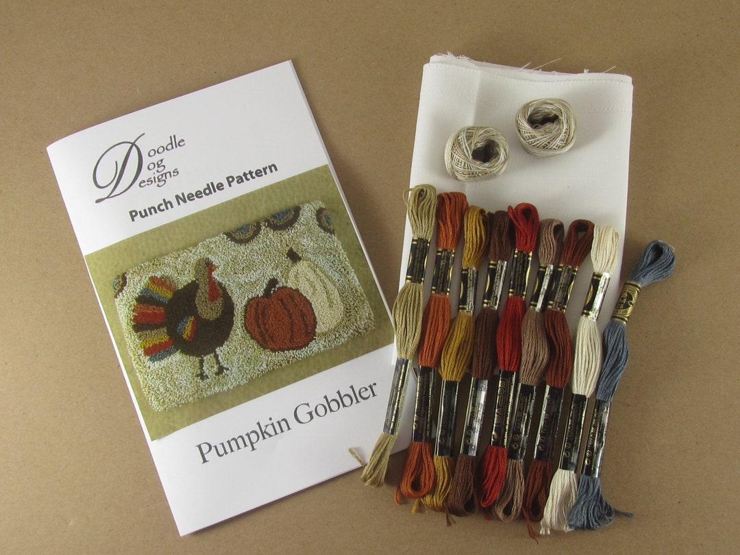 Thanksgiving Turkey & Pumpkins Punch Needle Kit: Folk Art Pattern - Etsy