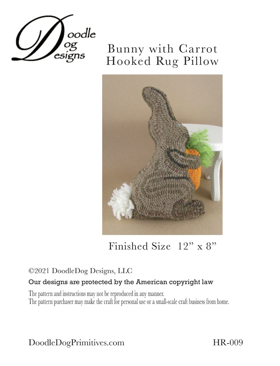 Hooked Rug Pattern for Bunny Rabbit With Carrot Pillow Paper | Etsy