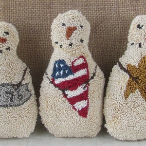 Snowman Punch Needle KIT ~ Winter Bowl Fillers / Shelf Sitters - Folk Art - Punchneedle Pattern ...