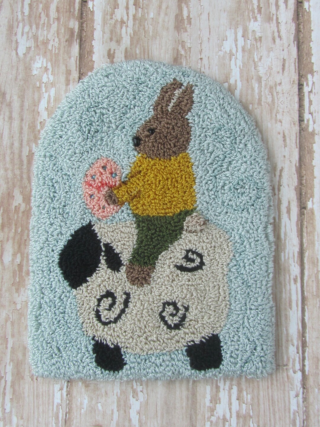 Punch Needle Pattern ~ Spring Sheep and Bunny With Egg ~ Punchneedle ...