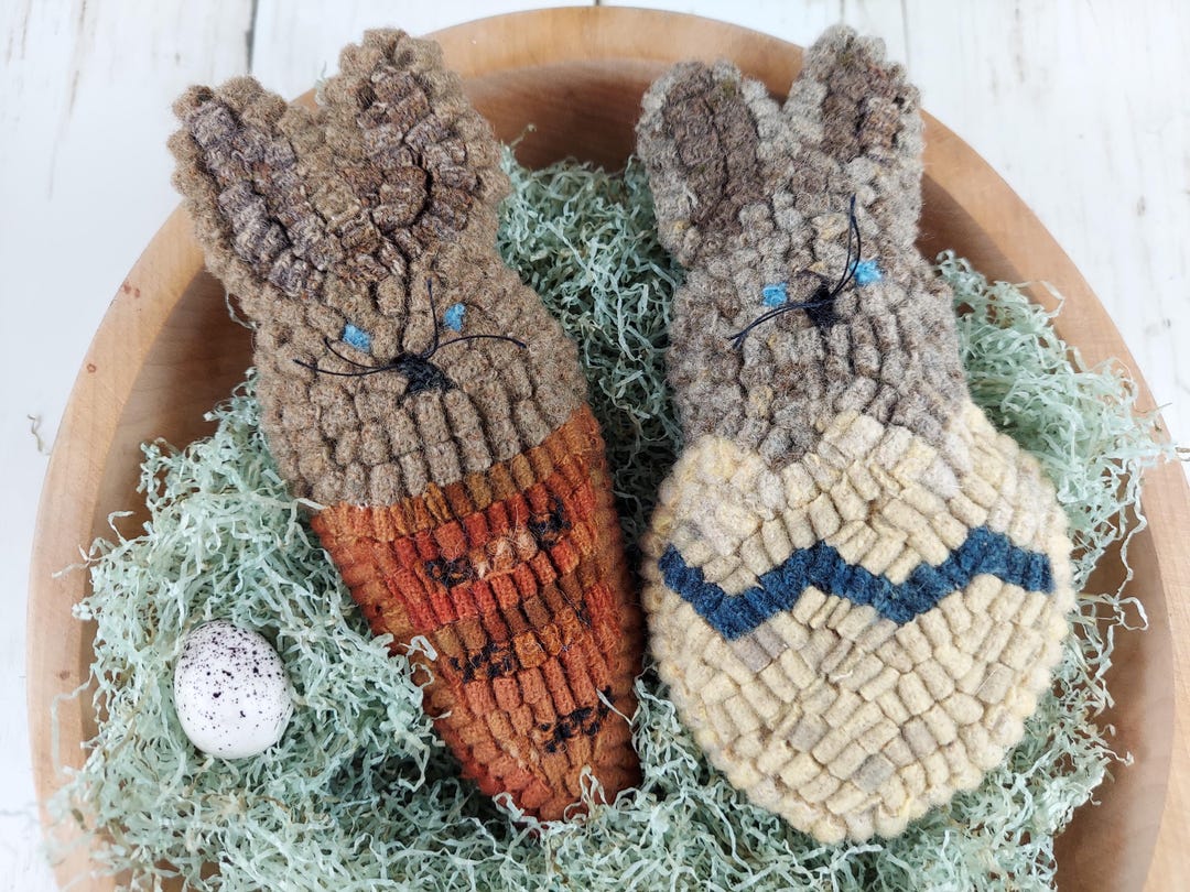 Spring Hooked Rug Bowl Filler Pattern - Bunny Rabbit, Carrot, Easter ...