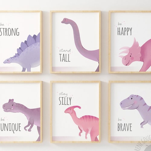 Girls Room Decor Dinosaur Prints for Girls Set of 8 - Etsy