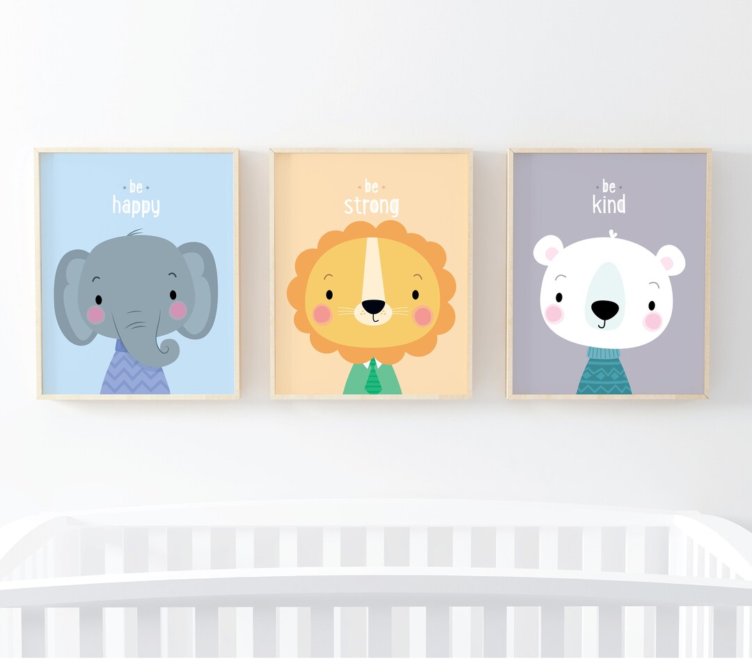 Animal Nursery Prints, Nursery Wall Art, Set of 3, Kids Wall Decor, New ...
