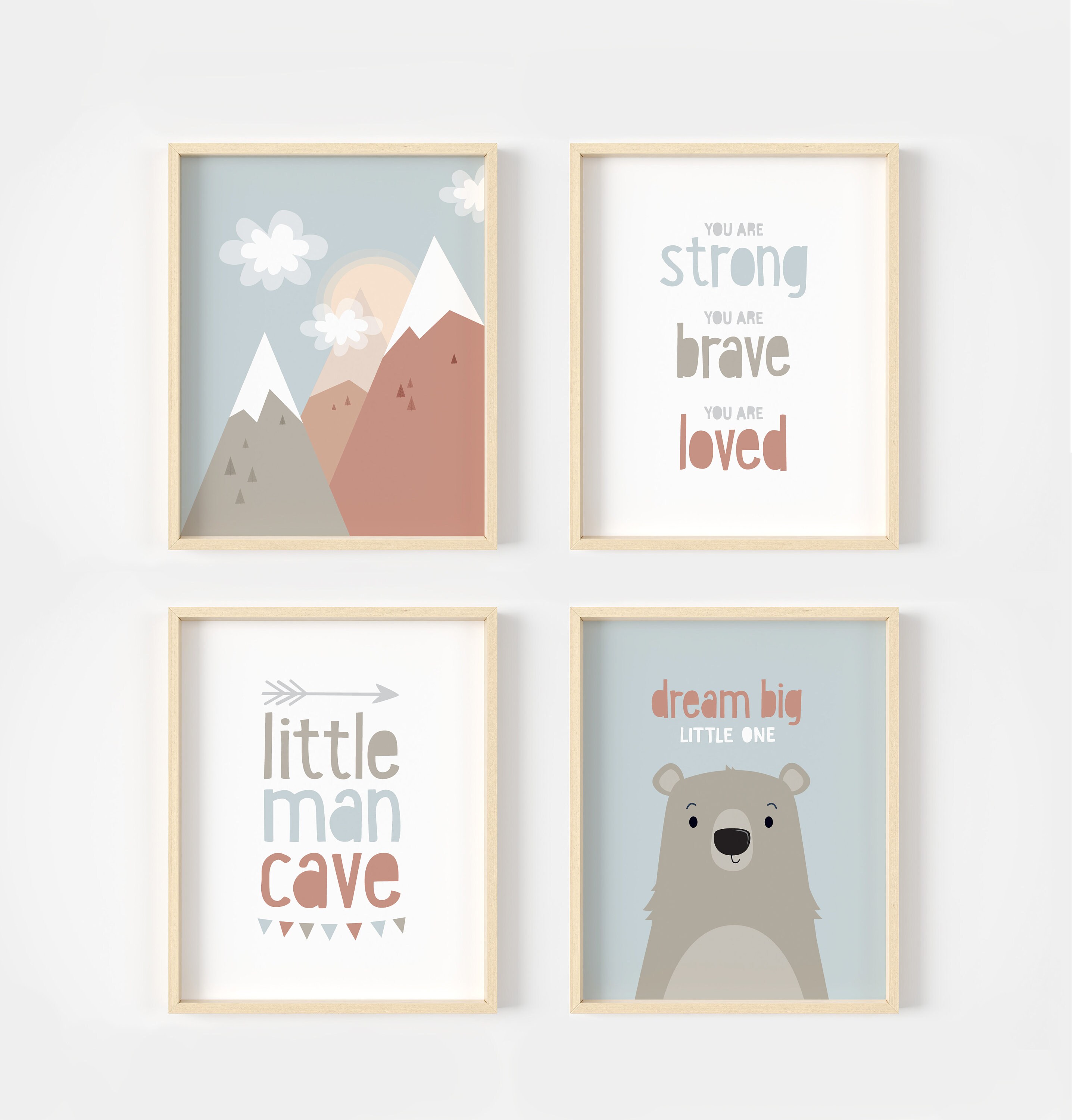 Little Man Cave Set of 4 Nursery Prints Kids Wall Art Set | Etsy