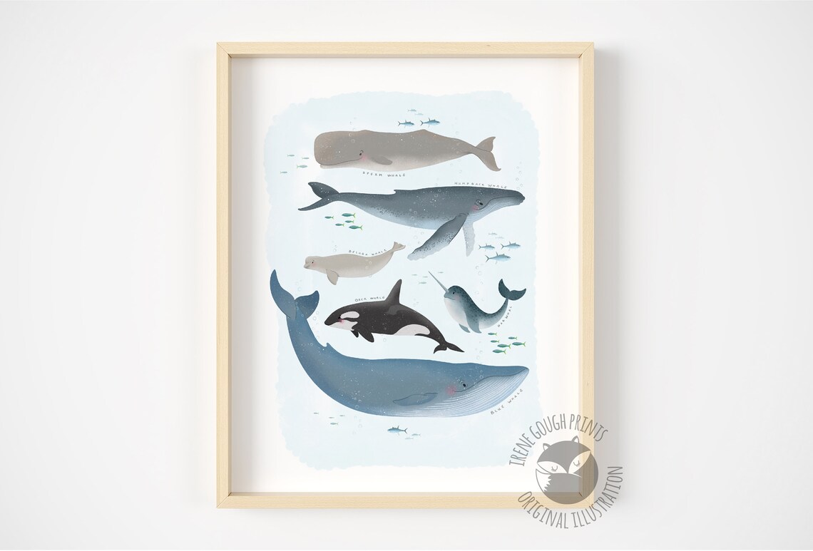 Whales Nursery Print Ocean Nursery Wall Art Neutral Nursery - Etsy
