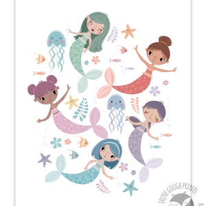Mermaid Nursery Wall Art, Girls Room Decor, Mermaid Print, Baby Shower ...