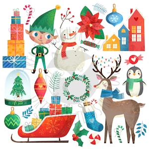 Hand-drawn Christmas Clip Art Set - Festive Holiday Illustrations ...