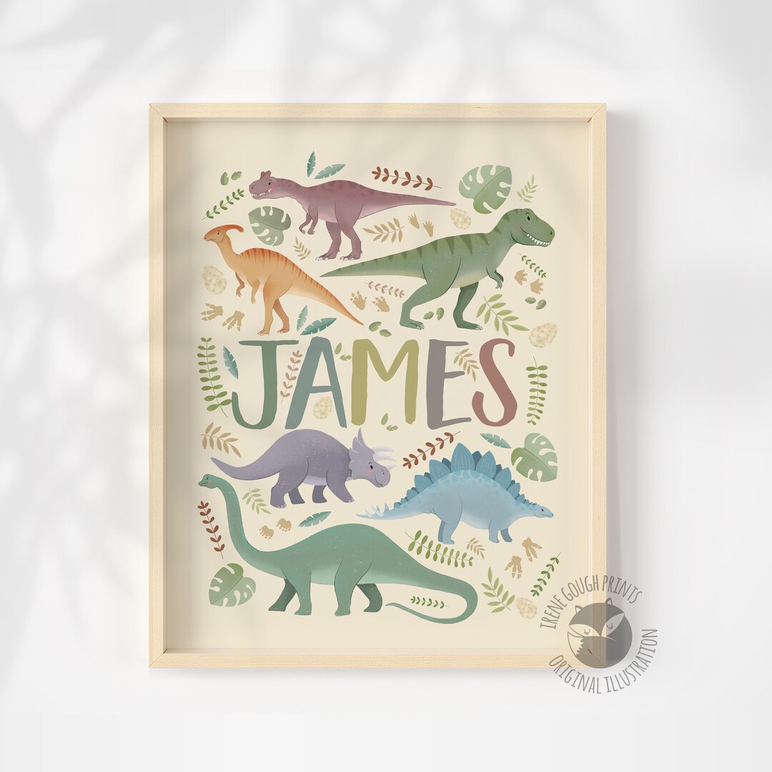 Personalized Dinosaur Name Print for Children - Customized Dino Art ...
