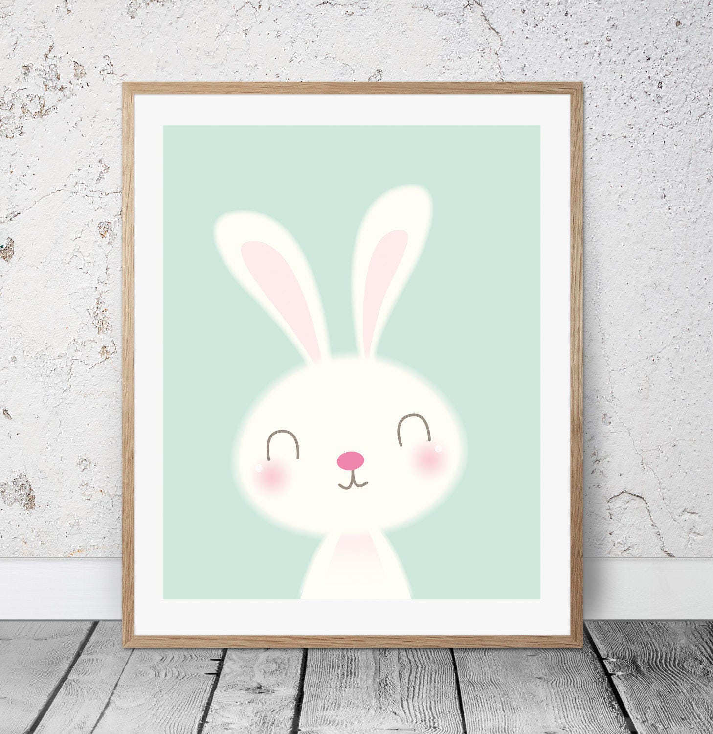 Bunny Nursery wall art Woodland animal print Baby girl | Etsy